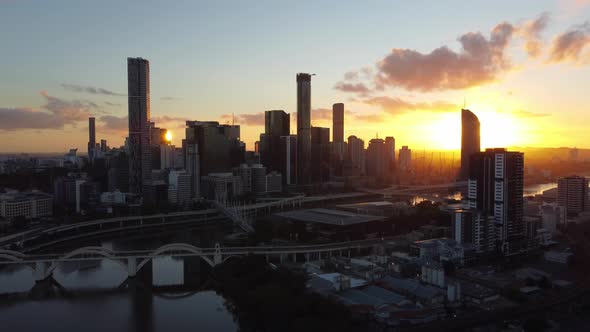 Brisbane City Sunrise Drone UHD, Stock Footage | VideoHive