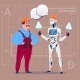 Cartoon Builder Working With Robot Holding Spatula by prostockstudio
