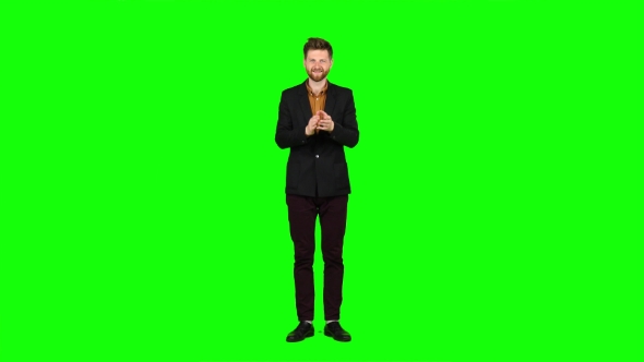 Man Looks at the Concert and Applauds the Actors. Green Screen, Stock ...