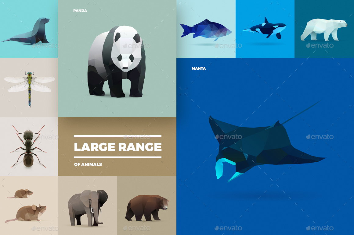 Set of Polygonal Animals, Vectors | GraphicRiver