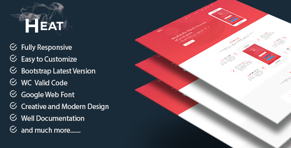 Heat - Responsive HTML5 App Landing Template by syltheme | ThemeForest