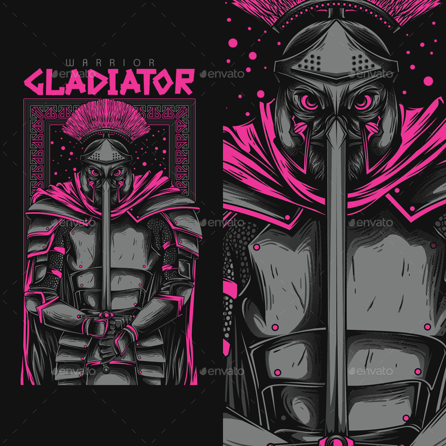 Gladiator Warrior T-Shirt Design by BadSyxn | GraphicRiver