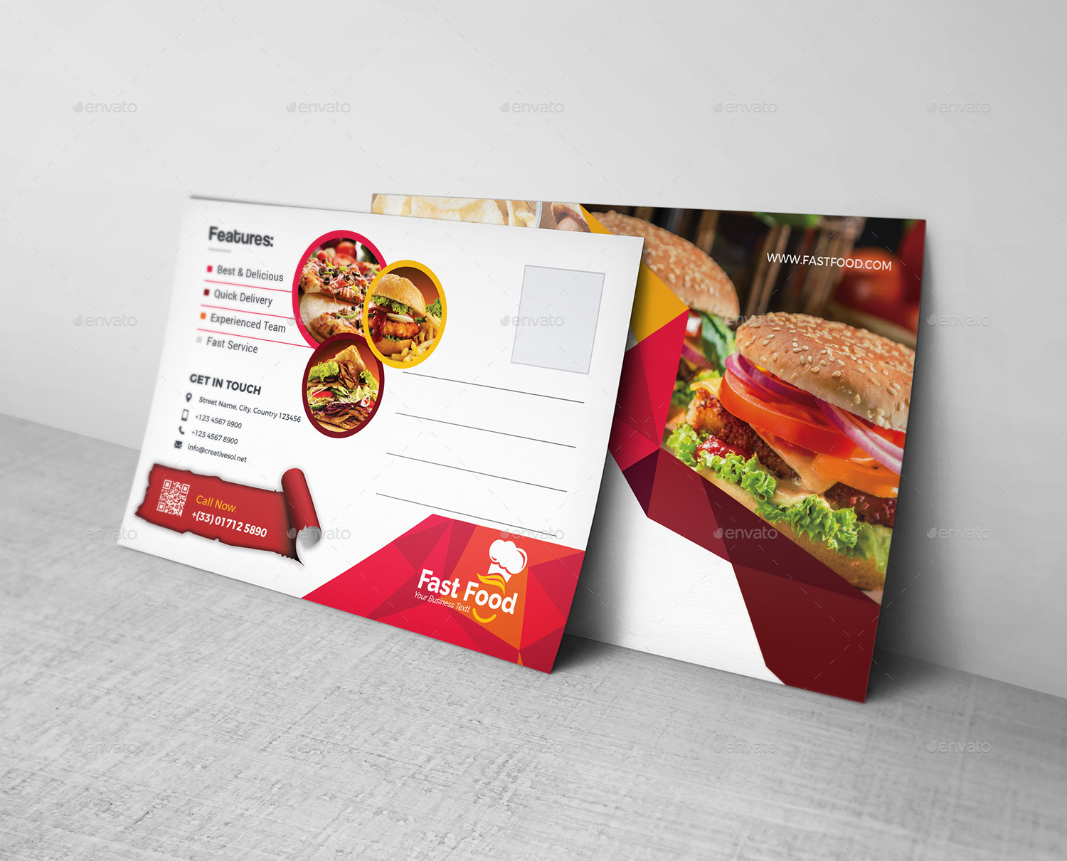 Fast Food Postcard, Print Templates | GraphicRiver