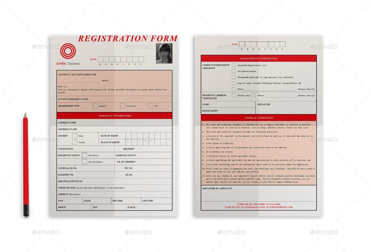 Registration Form, Print Templates | GraphicRiver