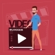 Man Over Vlogger Channel Screen Modern Video, Vectors | GraphicRiver