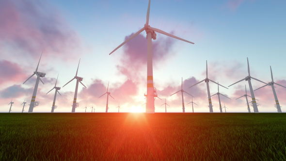 Wind Turbines at Sunset, Motion Graphics | VideoHive
