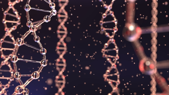 Spinning DNA Molecules and Floating Particles, Motion Graphics | VideoHive