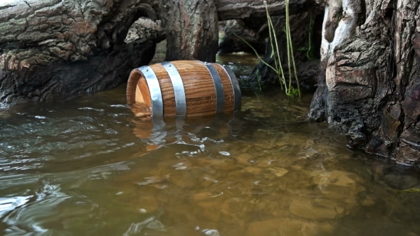 Barrel of Wood Floating on the Waves in the Sea, Stock Footage | VideoHive