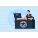 Policeman Working at Computer Wearing Uniform, Vectors | GraphicRiver