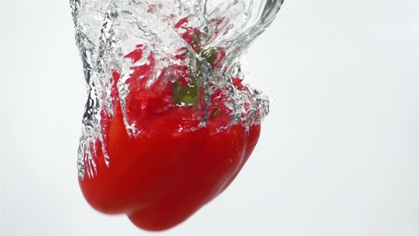 Ripe Red Pepper Falling Through Water, Stock Footage | VideoHive