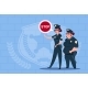 Two Police Women Holding Stop Sign Wearing Uniform, Vectors | GraphicRiver