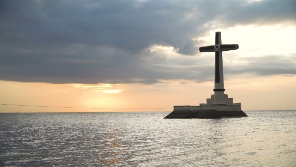 Catholic Cross in the Sea, Stock Footage | VideoHive