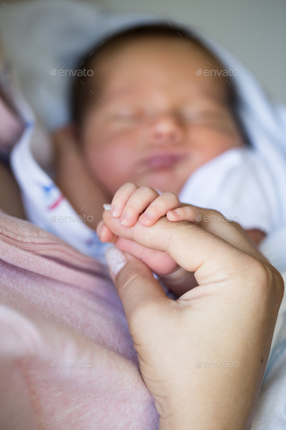 Portrait of newborn in his mother arms Stock Photo by ollinka | PhotoDune
