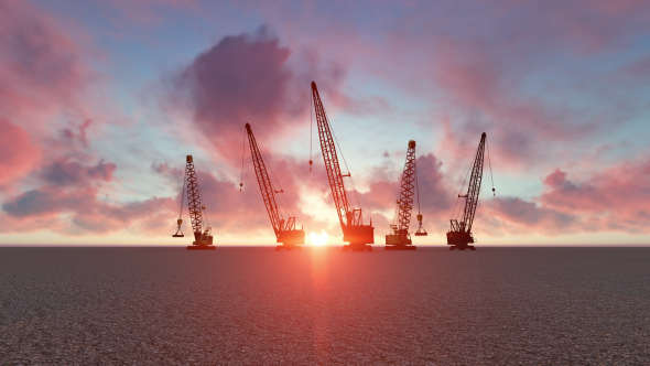 Building Construction Crane and Sunset, Motion Graphics | VideoHive