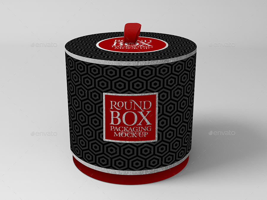 Packaging Mock Up Round Box with Pull up Cover by ina717 | GraphicRiver