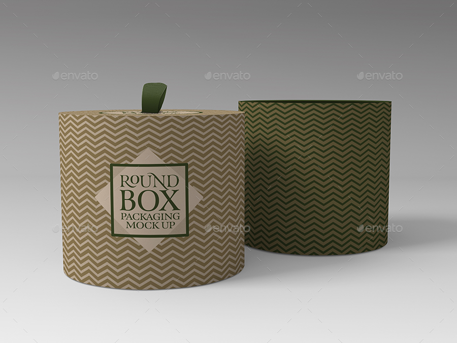 Packaging Mock Up Round Box with Pull up Cover by ina717 | GraphicRiver