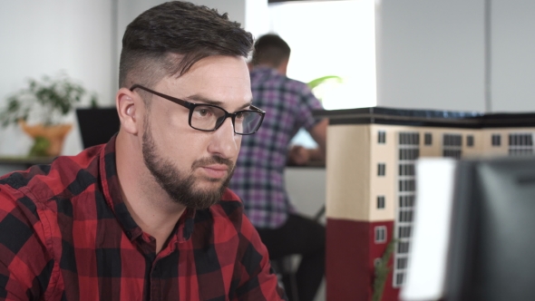 Young Man Working on Architectural Design, Stock Footage | VideoHive