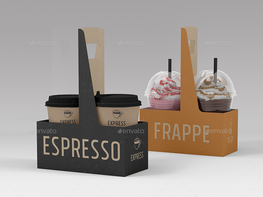 Coffee or Drink Take out Carrier Vol.2 Packaging Mock Up by ina717