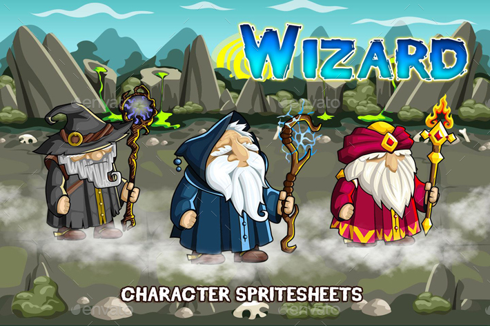 Wizards 2D Game Character Sprite Sheet by craftpix_net | GraphicRiver