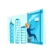 Vector Man Cleaning Washing Windows on Building, Vectors | GraphicRiver