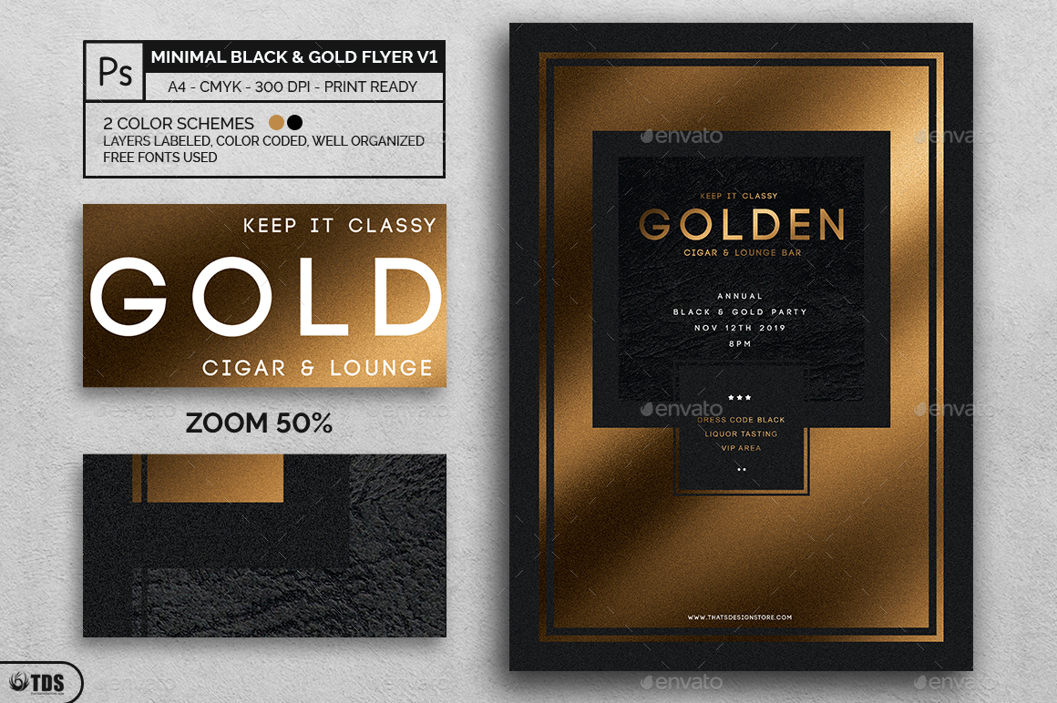 Minimal Black and Gold Flyer Template V1 by lou606 | GraphicRiver