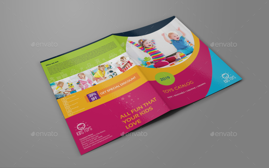 Toys Products Catalog Bi-Fold Brochure Template, Print Templates ...