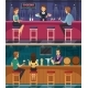 Cocktail Bar Cartoon Horizontal Banners, Vectors | GraphicRiver