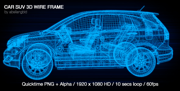 Car SUV 3D Wireframe, Motion Graphics | VideoHive