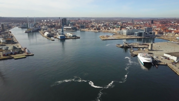 Aarhus City View From Sea, Stock Footage | VideoHive