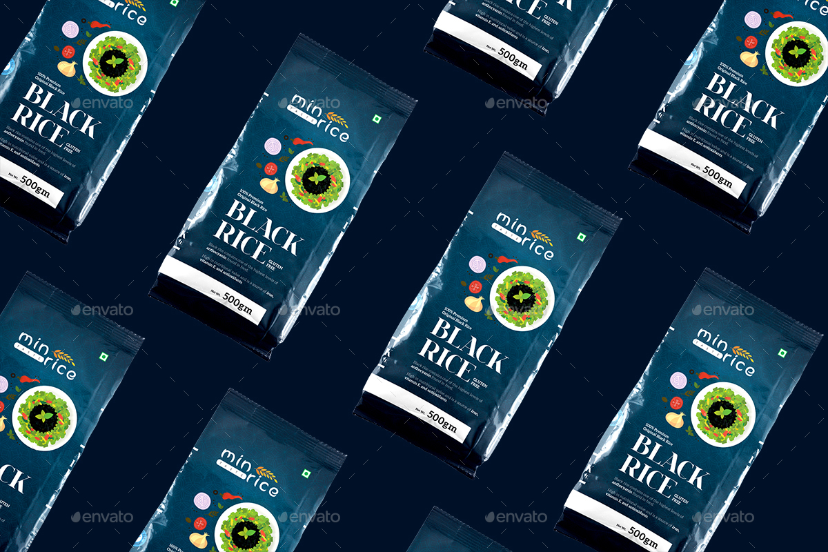 Premium Black Rice Packaging, Print Templates | GraphicRiver