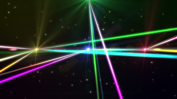 Laser Show From Multi-colored Rays of Light in Dark in Disco, Motion ...