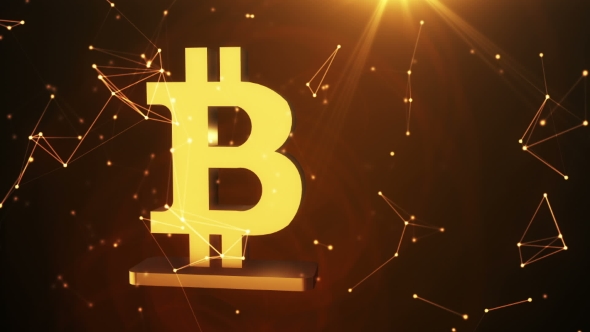 Abstract Seamless Loop Animation of Bitcoin Currency Sign in Digital ...