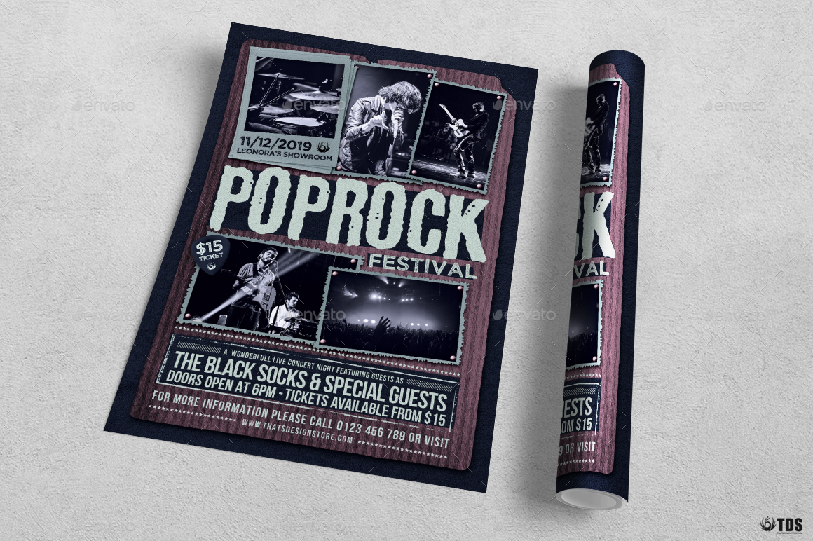 Pop Rock Festival Flyer Template V2 by lou606 | GraphicRiver