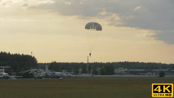 Paratrooper Landing with Parachute, Stock Footage | VideoHive