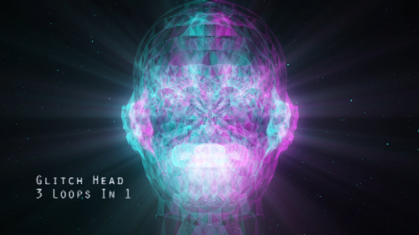 Glitch Head Vj Loops Or Background 3 In 1, Motion Graphics | VideoHive