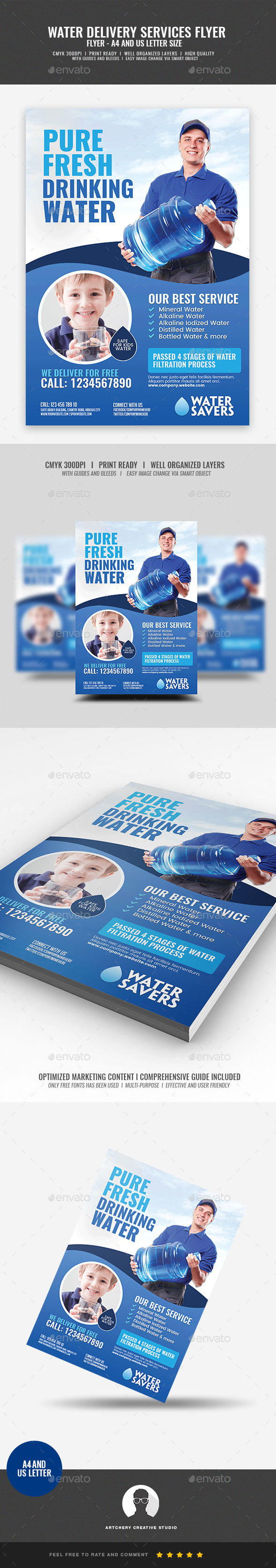 Drinking Water Services Flyer by Artchery | GraphicRiver