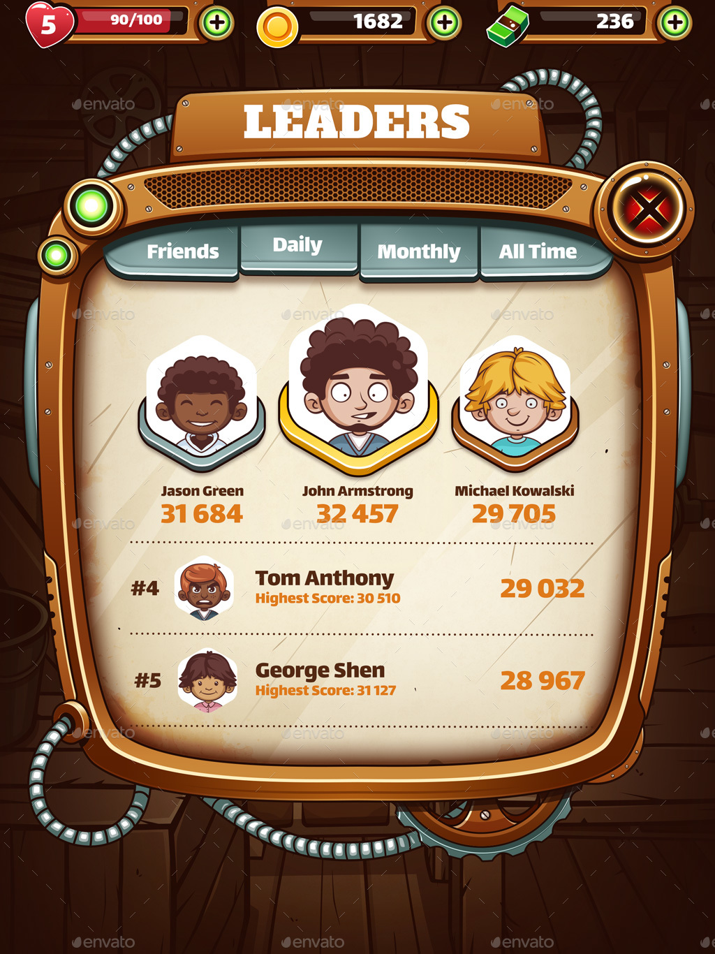 Steampunk GUI with Industrial Level Map, Game Assets | GraphicRiver