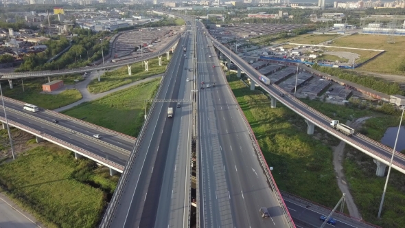 Flying Above Car Traffic on Highway, Stock Footage | VideoHive