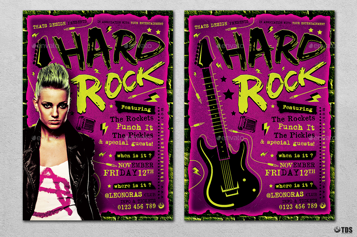 Hard Rock Flyer Template V2 by lou606 | GraphicRiver