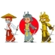 Cartoon Ninja Samurai with Sword Characters Set, Vectors | GraphicRiver