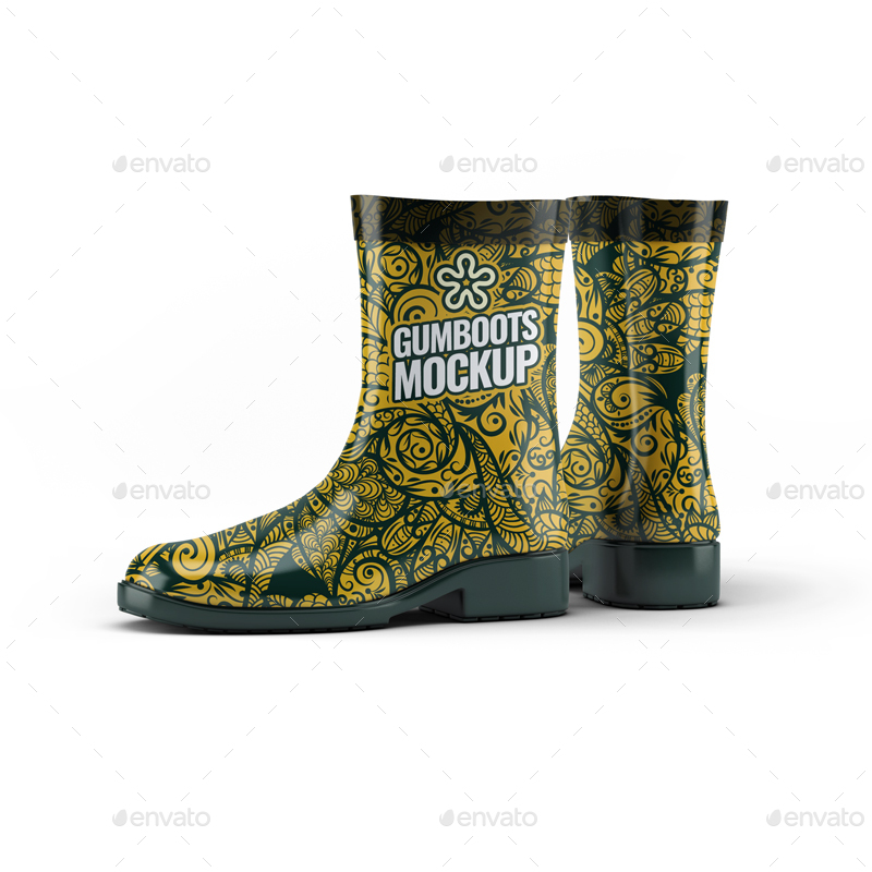 Short Ankle Gumboots Mock-Up, Graphics | GraphicRiver
