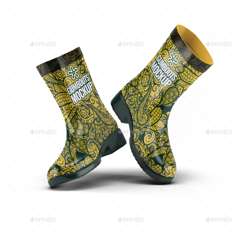 Short Ankle Gumboots Mock-Up, Graphics | GraphicRiver