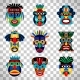 Aztec Mask Set on Transparent Background, Vectors | GraphicRiver