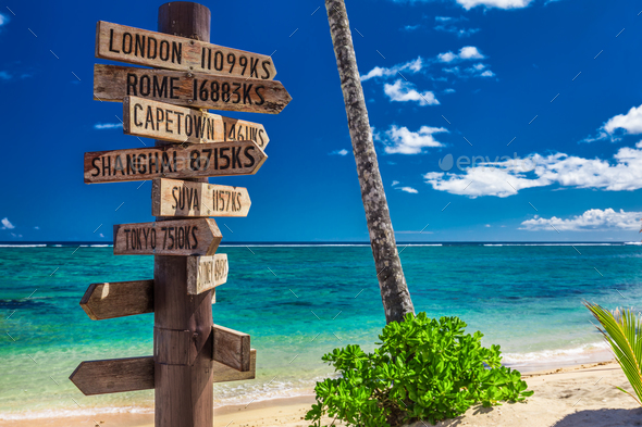 Street sign indicating directions to different places of the wor Stock ...
