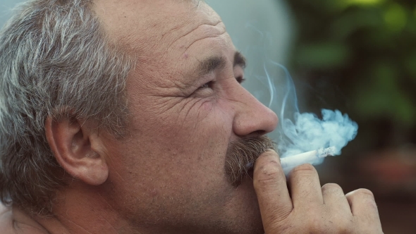 Smoking Rural Man with Mustaches, Stock Footage | VideoHive