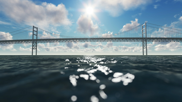 Bridge over Sea view and Time Lapse Clouds, Motion Graphics | VideoHive