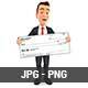 3D Businessman Holding Big Bank Check, Graphics | GraphicRiver