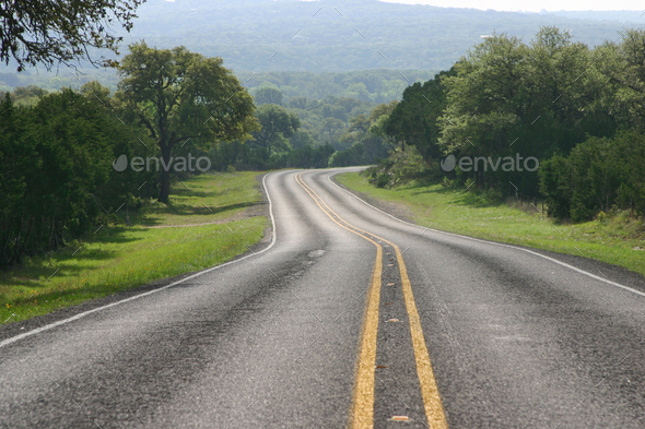 Low Angle View of a Road in the Texas Hill Country Stock Photo by ...