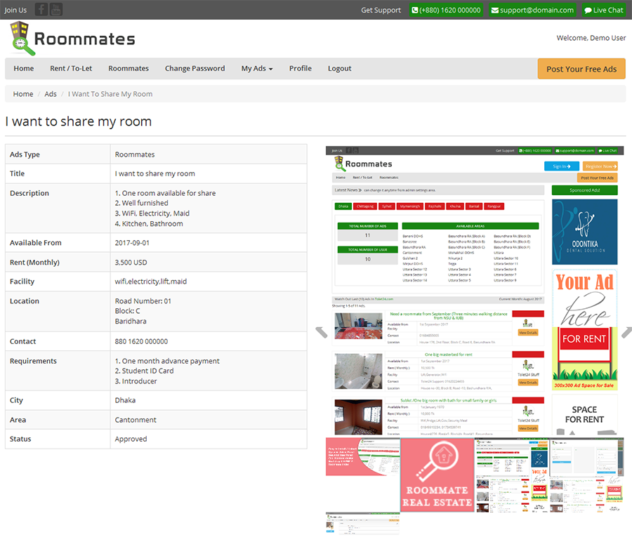 Roommate and Real Estate Listing Classified Responsive Web Application ...