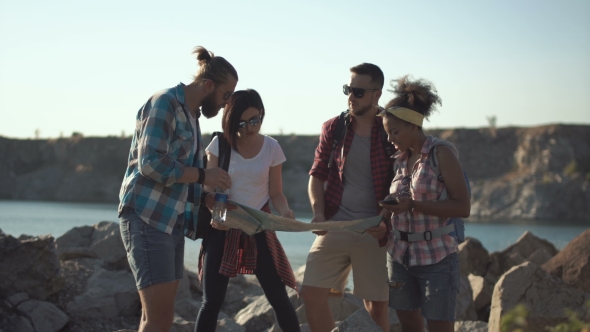 People Watching Map While Traveling, Stock Footage | VideoHive